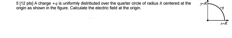 Solved A charge +q is uniformly distributed over the quarter | Chegg.com