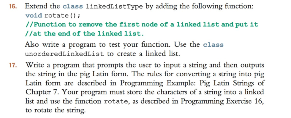 Solved Extend the class linkedListType by adding the | Chegg.com