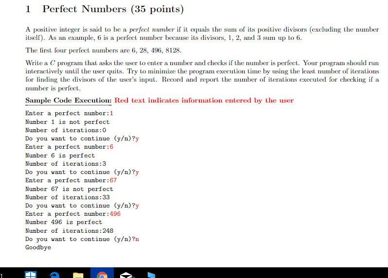 Solved A positive integer is said to be a perfect number if | Chegg.com
