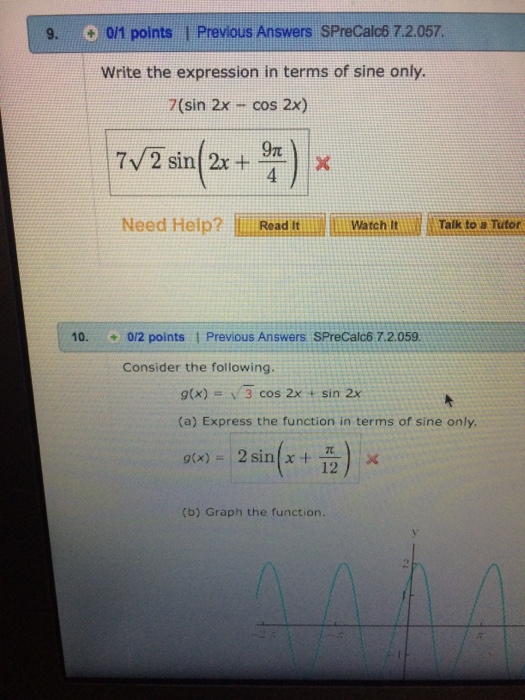 Solved Write the expression in terms of sine only. 7(sin 2x | Chegg.com