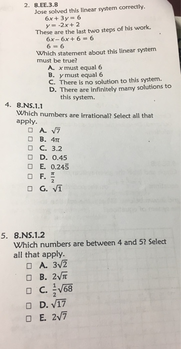 Solved Jose solved this linear system correctly. 6x+ 3y = 6 | Chegg.com