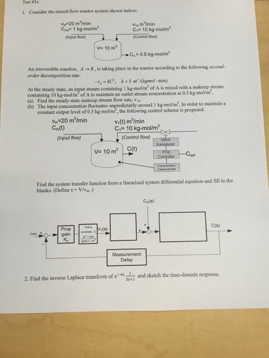 Consider the mixed-flow reactor system shown below: | Chegg.com