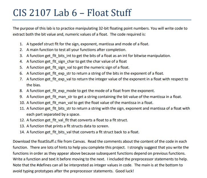 CIS 2107 Lab 6 Float Stuff The Purpose Of This Lab Chegg cis-2107-lab-6-float-stuff-the-purpose-of-this-lab-chegg