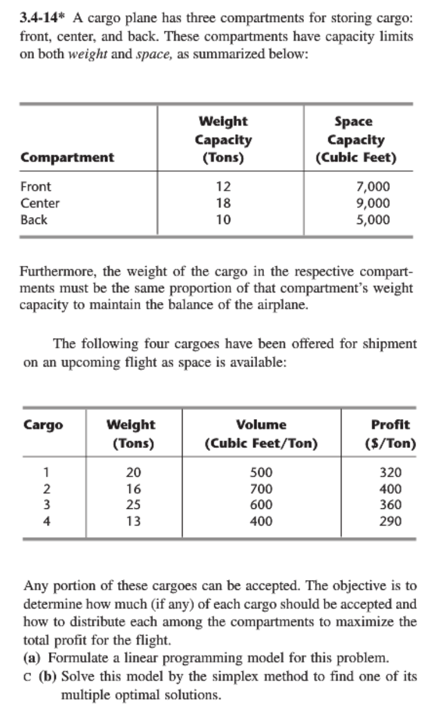 34-14* A cargo plane has three compartments for | Chegg.com