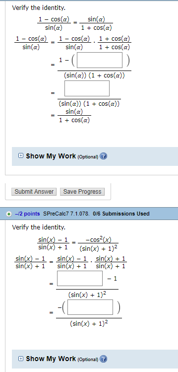 Solved Verify the identity 1-cos(α) sin(α) = sin(a)cos(a) | Chegg.com