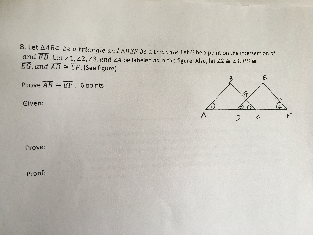 Solved Let Delta ABC be a triangle and Delta DEF be a | Chegg.com