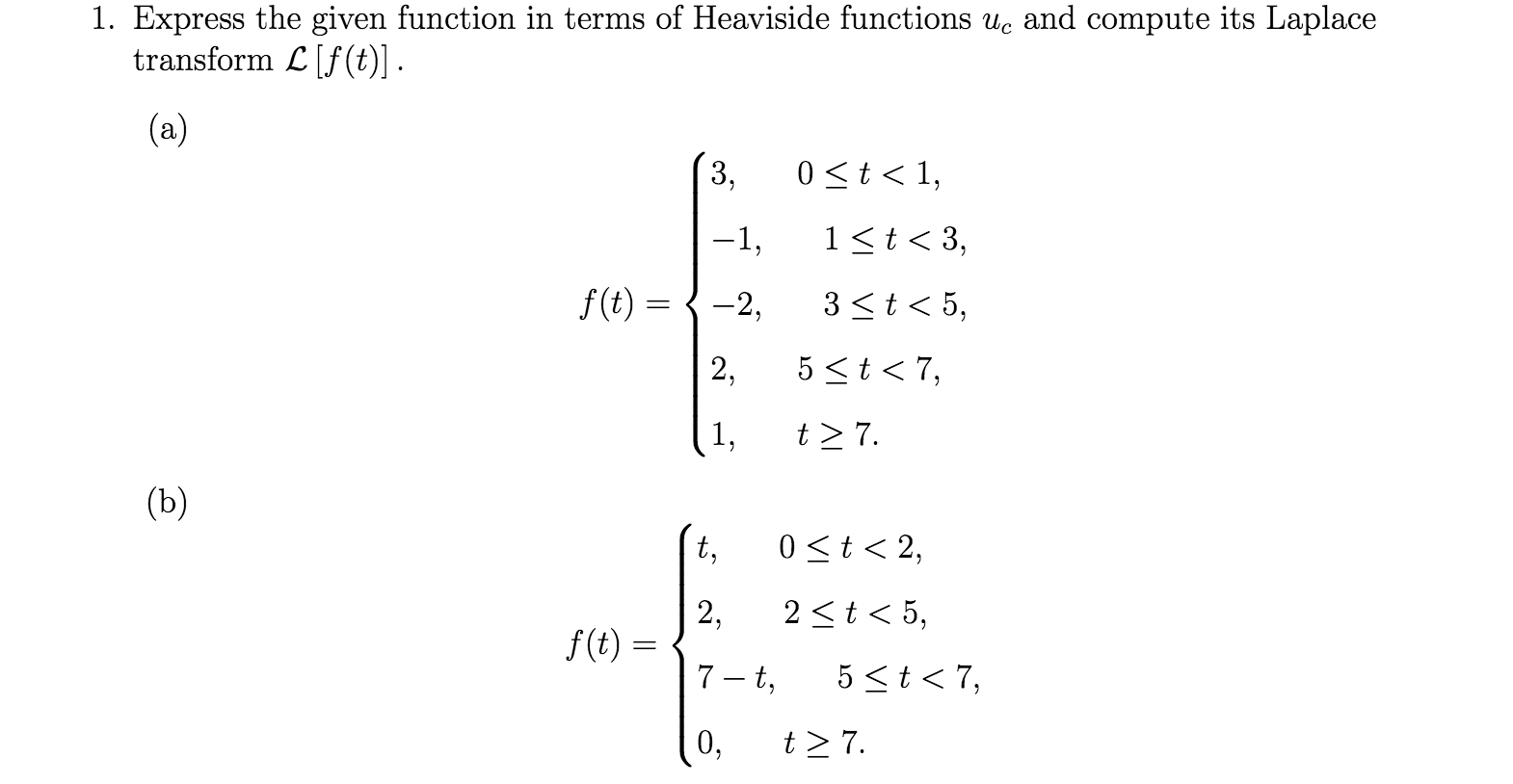 Solved Express the given function in terms of Heaviside | Chegg.com