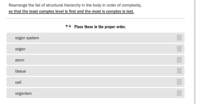 Solved Rearrange the list of structural hierarchy in the | Chegg.com