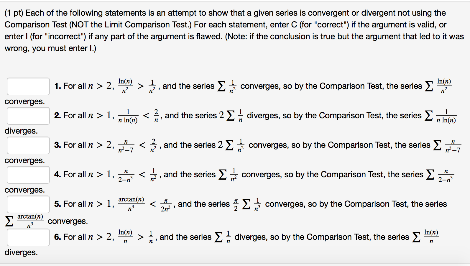 Solved (1 pt) Each of the following statements is an attempt | Chegg.com
