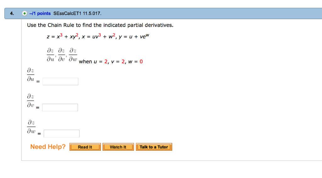 Solved Use the Chain Rule to find the indicated partial | Chegg.com