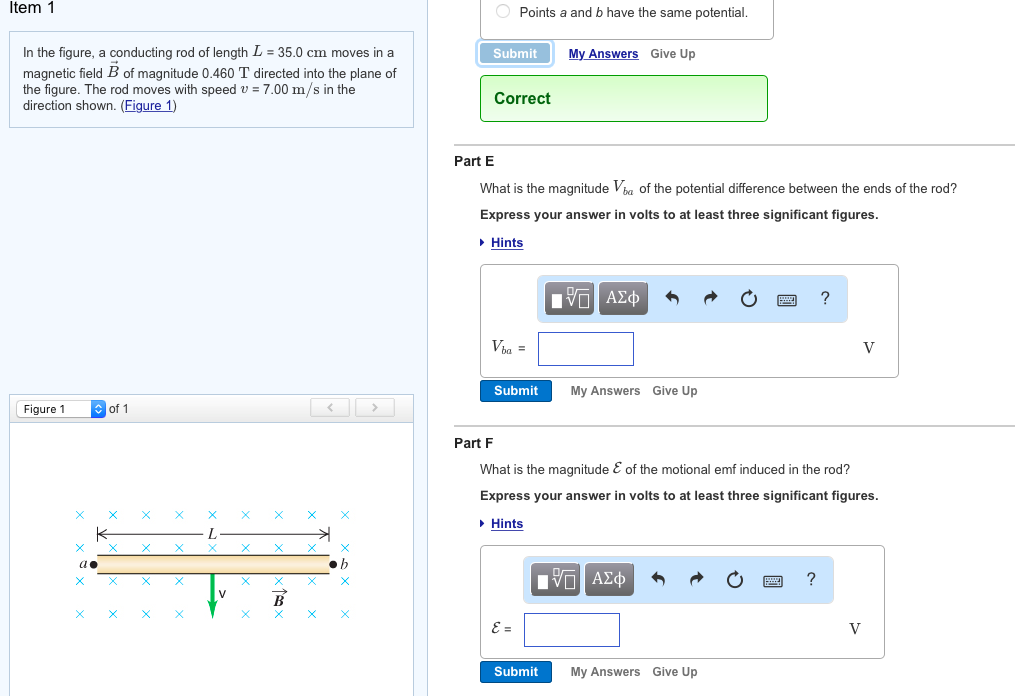 Solved Item 1 Points a and b have the same potential In the | Chegg.com