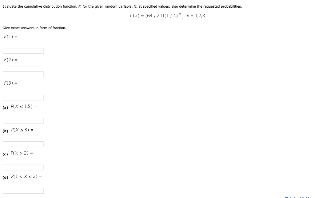 Solved Evaluate The Cumulative Distribution Function F For