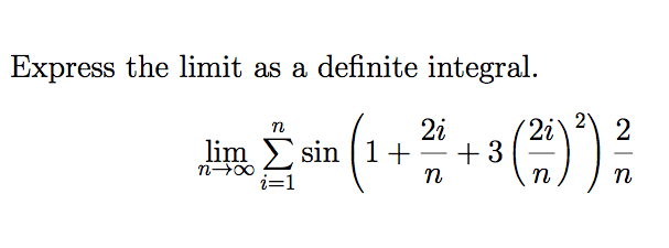 Solved Express the limit as a definite integral. lim_n | Chegg.com