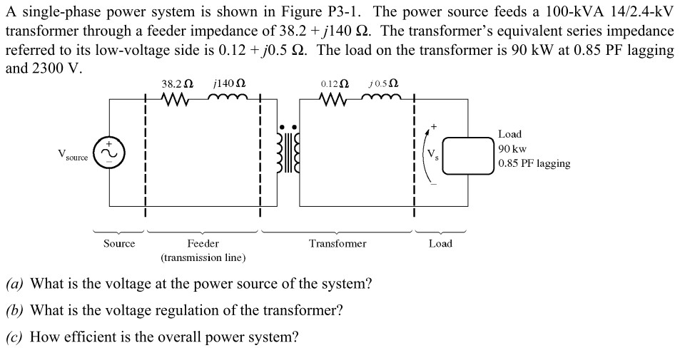 Solved A single-phase power system is shown in Figure P3-1. | Chegg.com