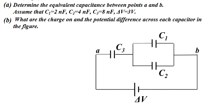 Solved (a) Determine the equivalent capacitance between | Chegg.com