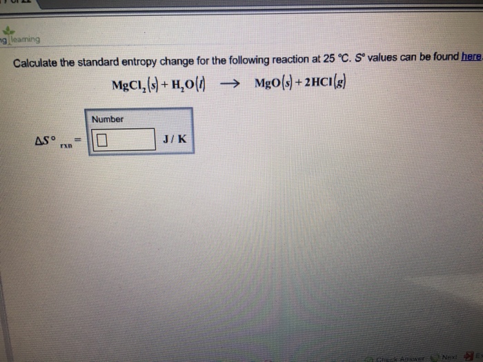 Solved Calculate the standard entropy change for the | Chegg.com