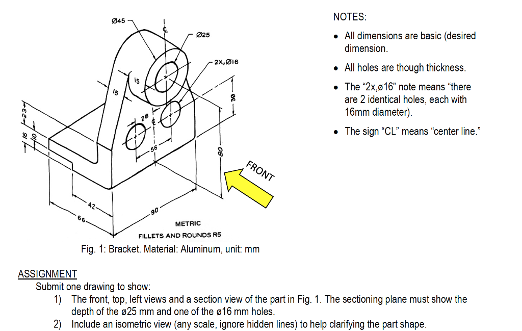 Solved NOTES 045 . All dimensions are basic (desired 025 | Chegg.com