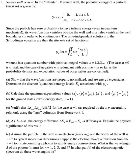 Solved Square well review: In the "infinite" ID square well, | Chegg.com
