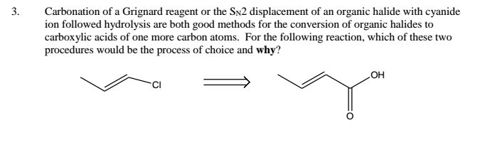 Solved Carbonation of a Grignard reagent or the S_N2 | Chegg.com