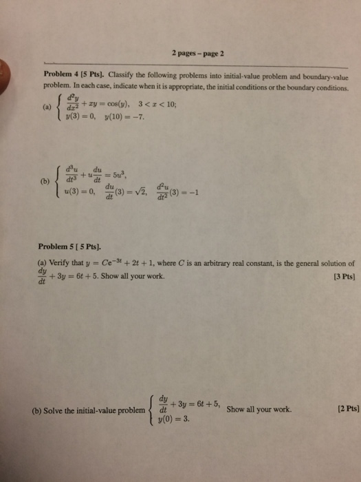 Solved Classify The Following Problems Into Initial Value 9790