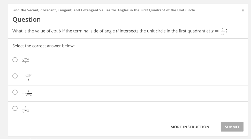 Solved Find the Secant, Cosecant, Tangent, and Cotangent | Chegg.com
