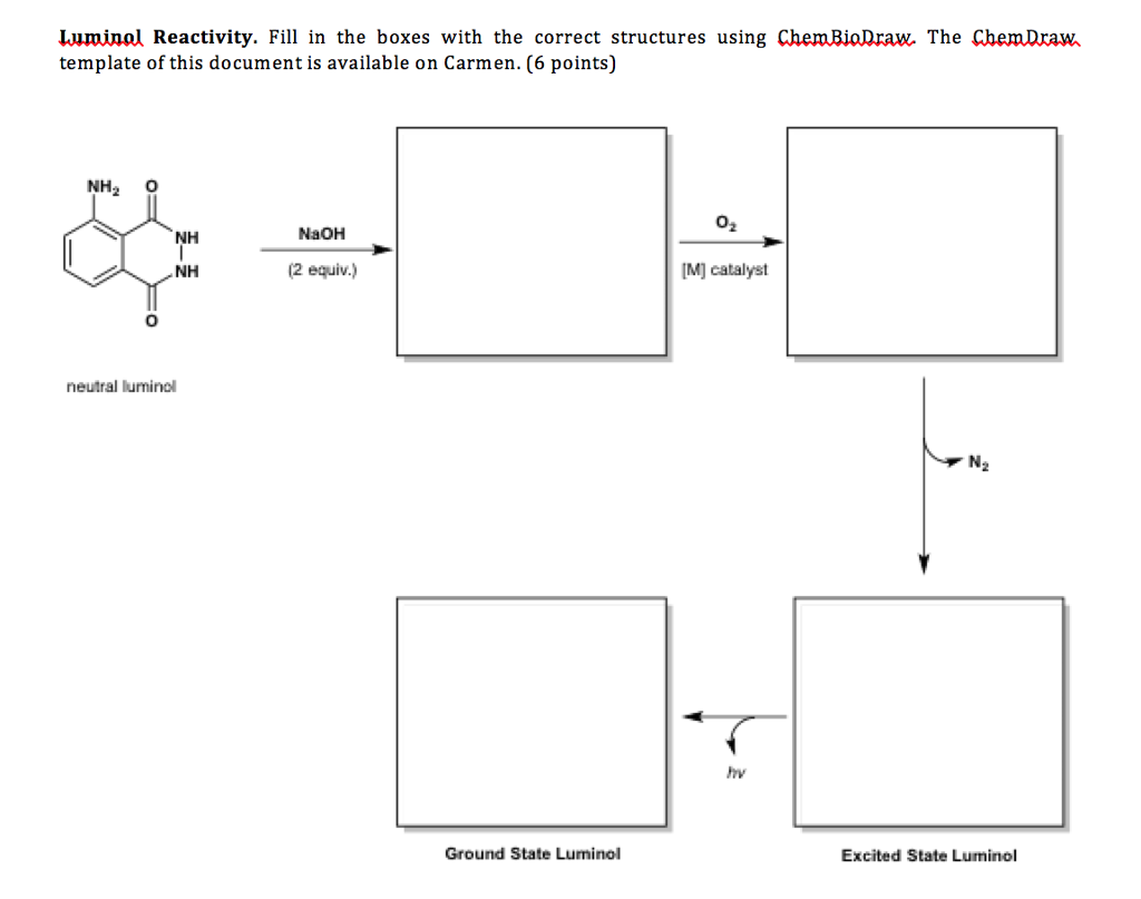 Solved Luminol Reactivity. Fill in the boxes with the | Chegg.com