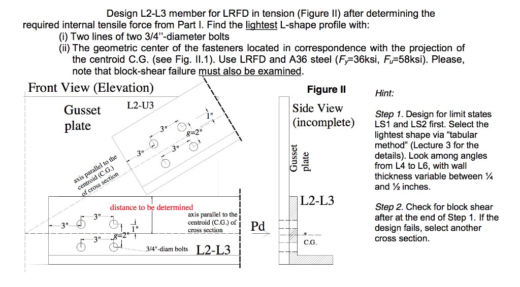 Solved Design L2-L3 member for LRFD in tension (Figure II) | Chegg.com