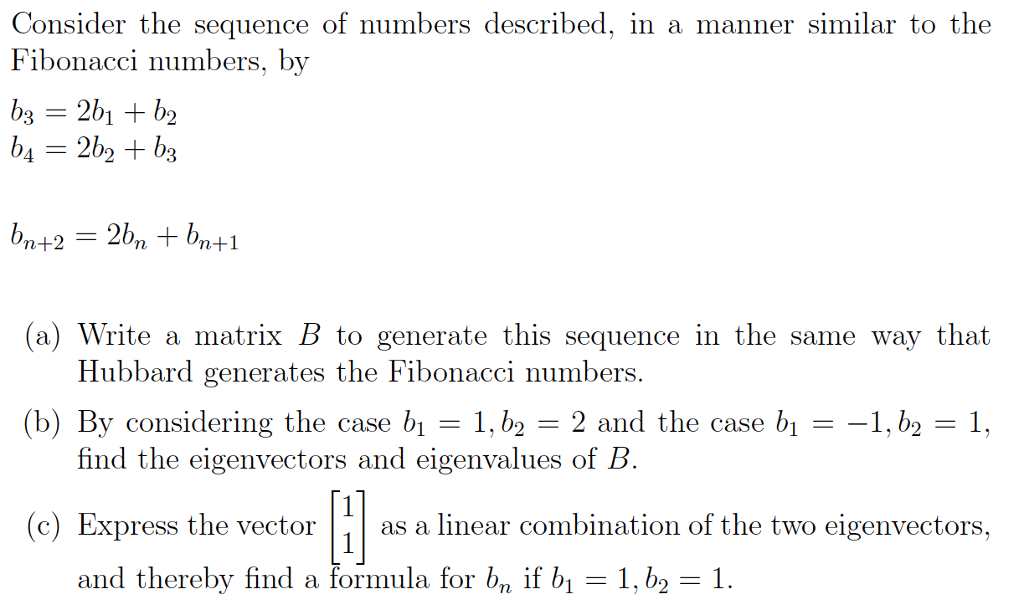 Solved Consider the sequence of numbers described, in a | Chegg.com