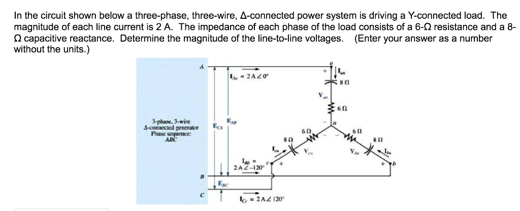 Solved In the circuit shown below a three-phase, three-wire, | Chegg.com