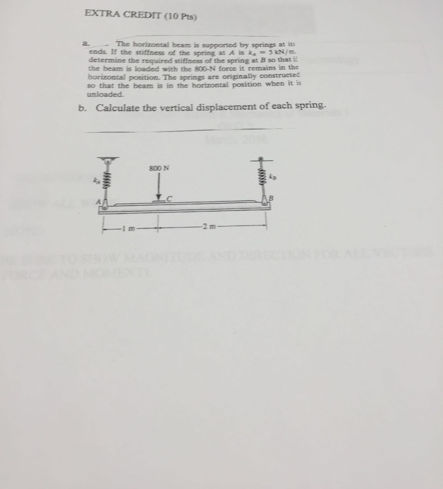 Solved The horizontal beam is supported by springs at its | Chegg.com