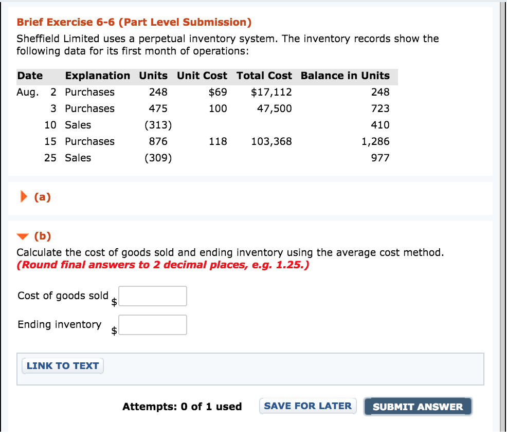 Solved Brief Exercise 6-6 (Part Level Submission) Sheffield | Chegg.com