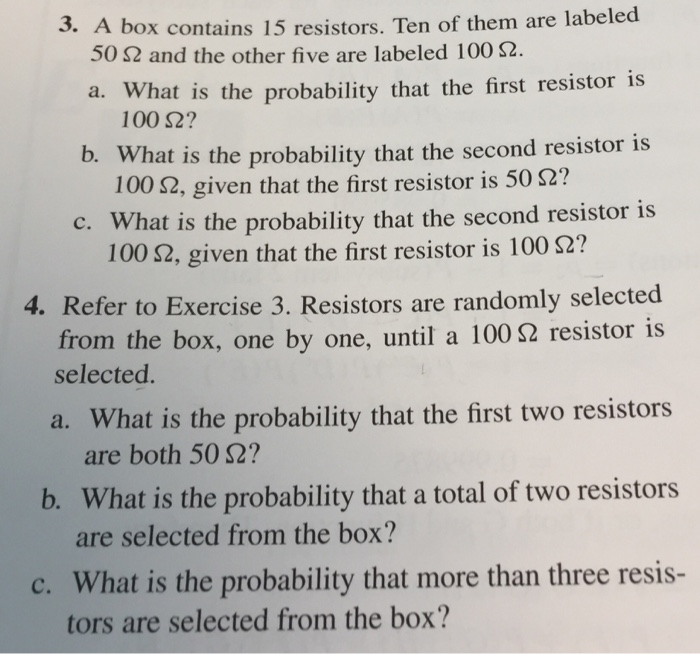 Solved A box contains 15 resistors. Ten of them are labeled | Chegg.com