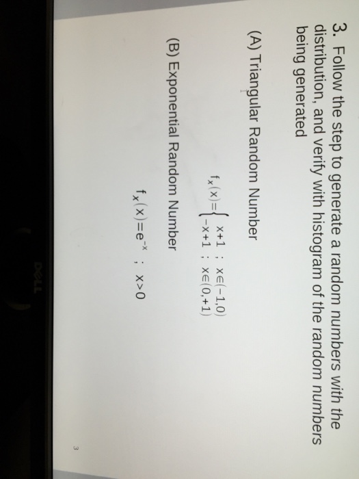 Solved Follow the step to generate a random numbers with the | Chegg.com