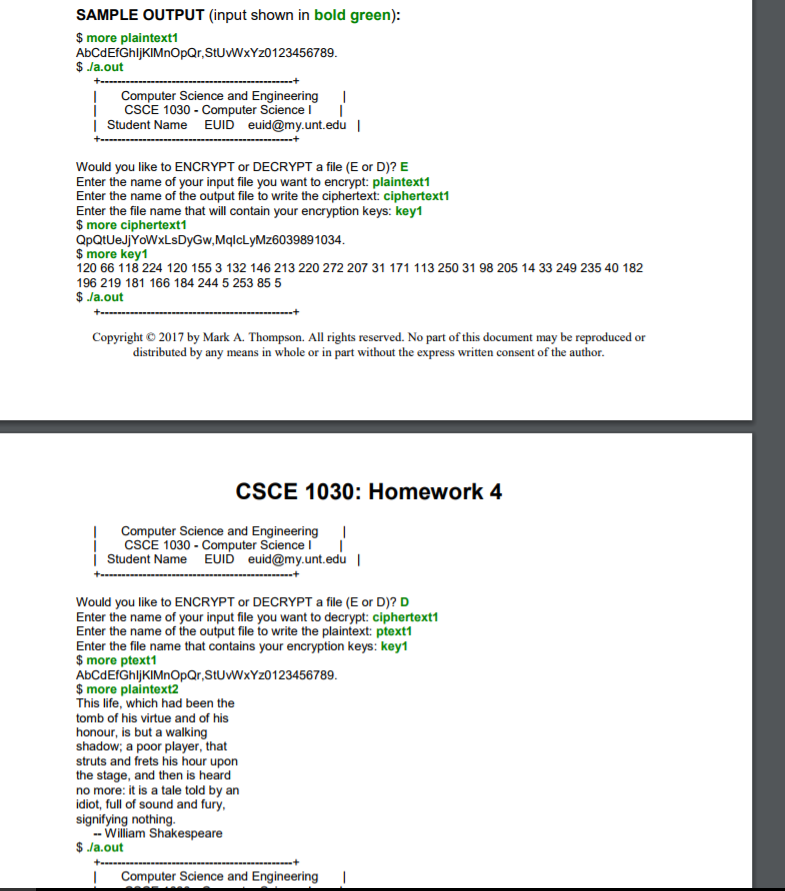 Solved CSCE 1030: Homework 4 Due: 11:59 PM on Friday, | Chegg.com