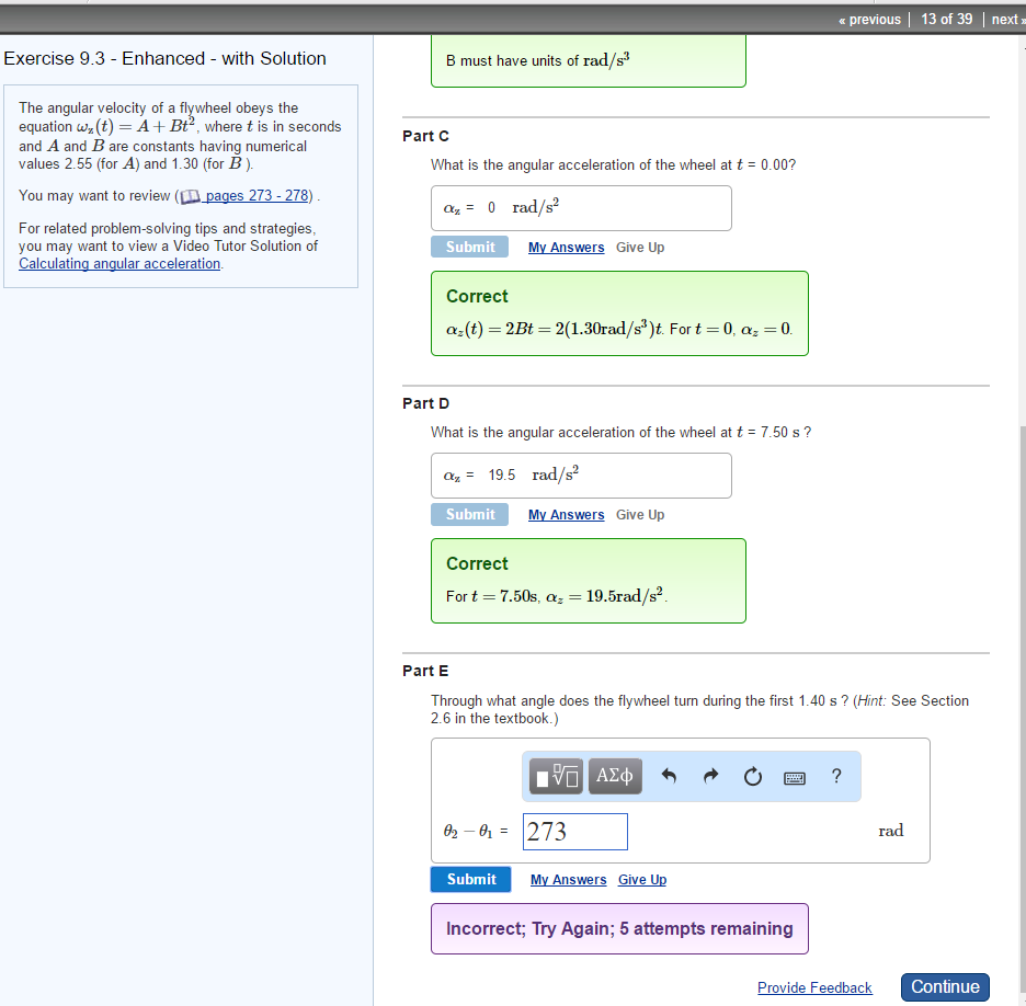 Solved « previous 13 of 39 next» Exercise 9.3 - Enhanced - | Chegg.com