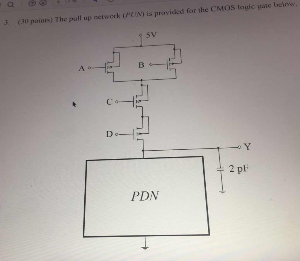 Solved 3. (30 points) The pull up network (PUN) is provided | Chegg.com