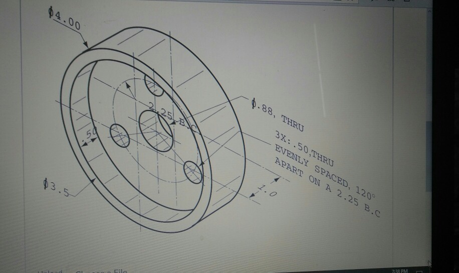 Solved draw this part in Creo show the top view, the | Chegg.com