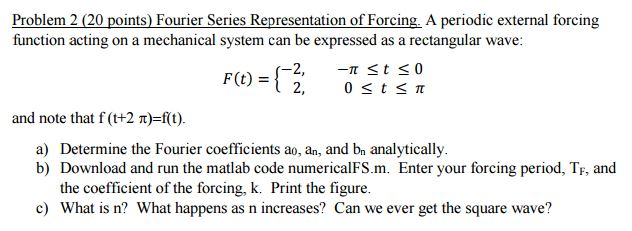 Solved Fourier Series Representation of Forcing. A periodic | Chegg.com