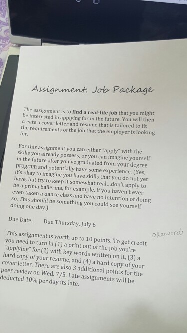 The assignment is to find a real-life job that you | Chegg.com
