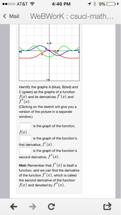 Solved Identify the graphs A (blue). B(red) and C (green) as | Chegg.com