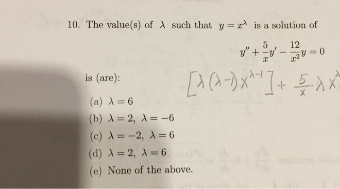 Solved The Values Of Lambda Such That Y Xlambda Is A 