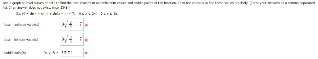 Solved Use a graph or level curves or both to find the local | Chegg.com