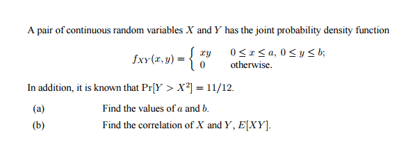 Solved A Pair Of Continuous Random Variables X And Y Has The