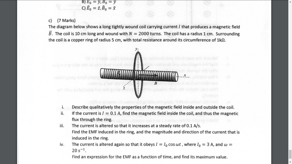 Solved c) (7 Marks) The diagram below shows a long tightly | Chegg.com