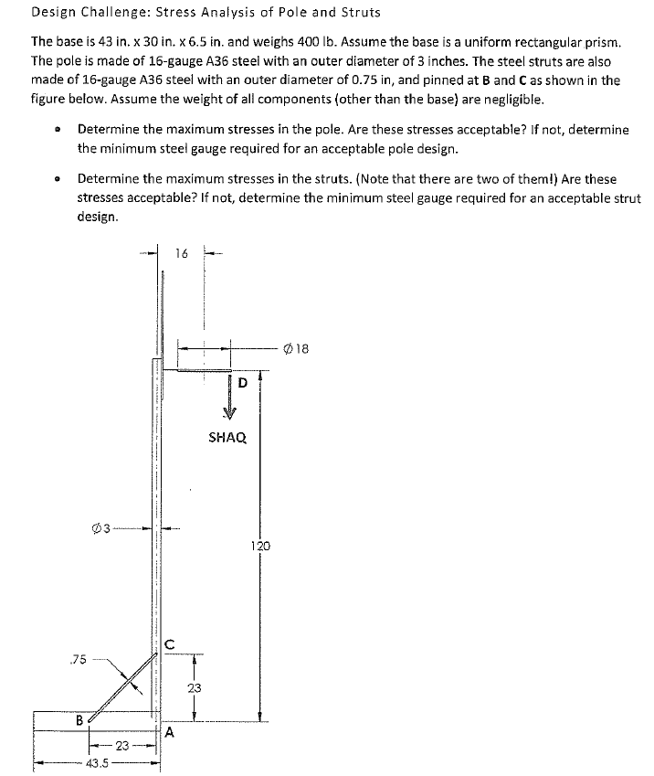 Problem 1 (50 Points) A portable basketball hoop is | Chegg.com