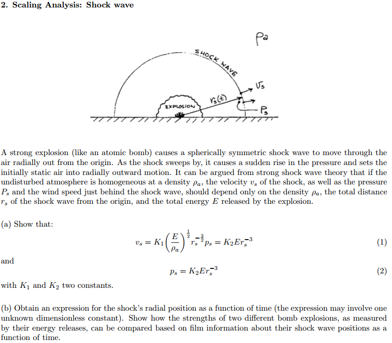 Solved 2. Scaling Analysis: Shock wave Pa SHOCK EXPLOSION A | Chegg.com