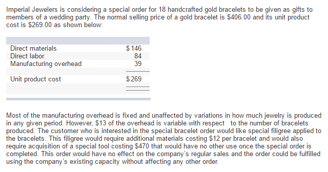 Solved Exercise 12-4 Evaluating a Special Order [LO12-4] | Chegg.com