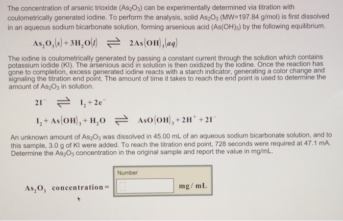 Solved The concentration of arsenic trioxide (AS2O3) can be | Chegg.com