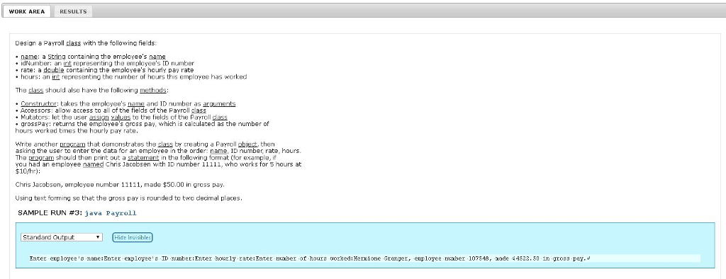 Solved JAVA Design a Payroll class with the | Chegg.com