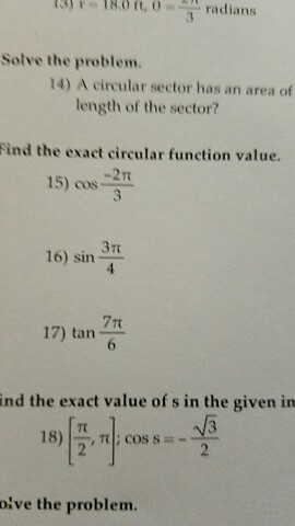 Solved Solve the problem. A circular sector has an area of | Chegg.com